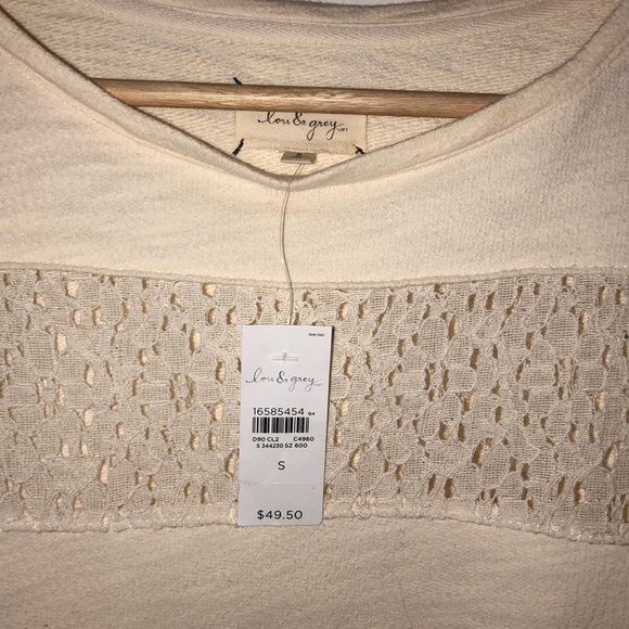 Lou & Grey | Tops | Nwt Lou Grey Cream Lace Striped Blocked Top | Poshmark